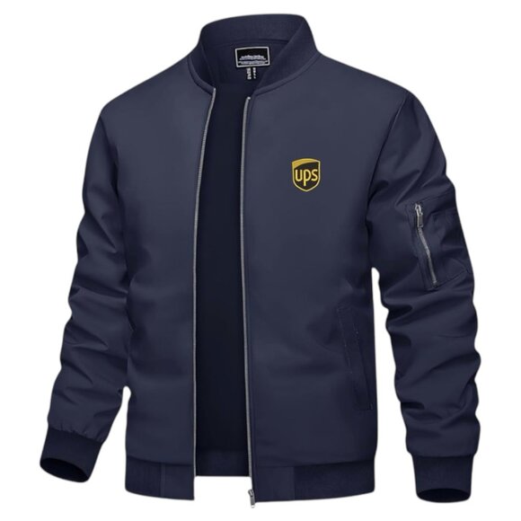 Jackets & Coats | Mens Ups Logo Embroidered Light Weight Bomber Jacket ...